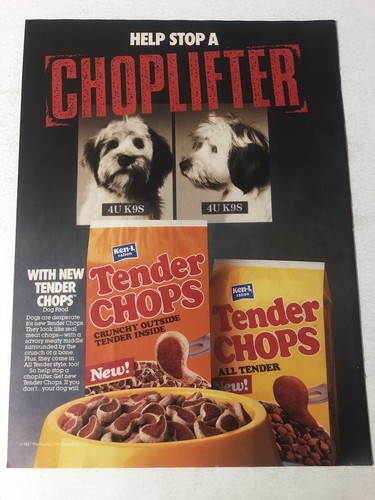 1987 Tender Chops Dog Food Vintage Print Ad Advertisement pa25 | eBay
