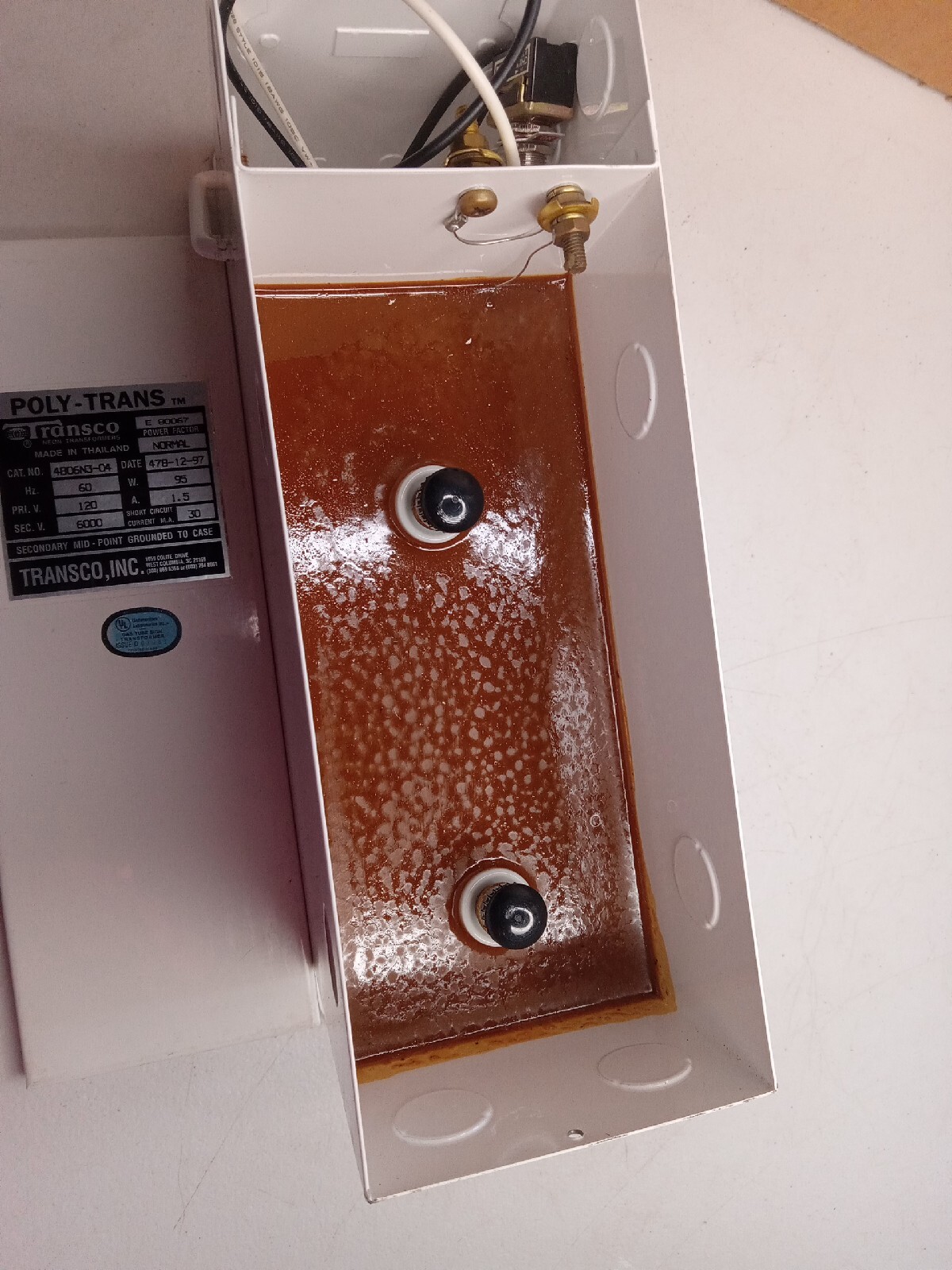 Transco Poly-Trans 4B06N3-04 Neon Tube Sign Transformer 120V to 6000V ...