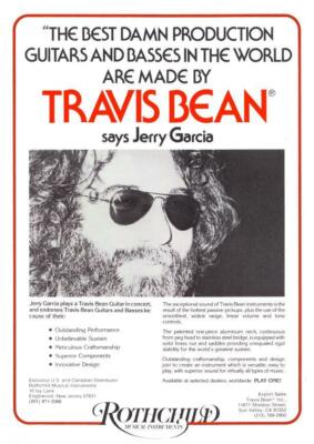 Jerry Garcia *BIG POSTER* Travis Bean Guitar PROMO AD 70's Grateful ...