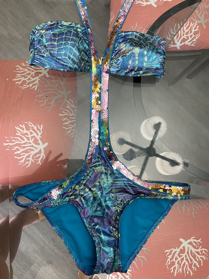 Victorias Secret Beach Sexy Sequins Bling Monokini Swim Suit One Piece ...