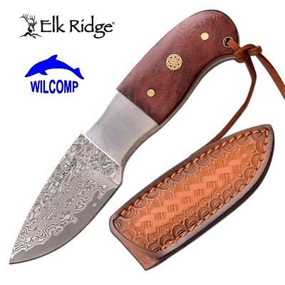 ELK RIDGE ER-111RDM FIXED BLADE KNIFE Damascus Stainless Steel Blade ...