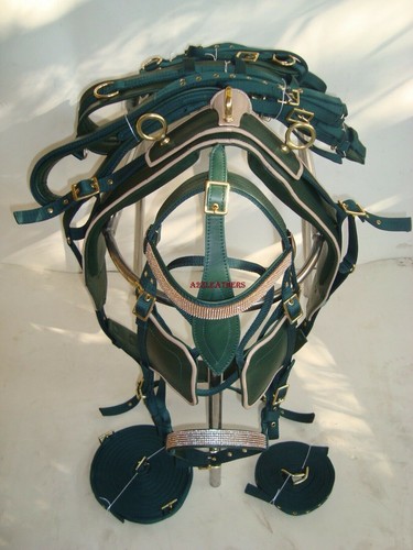 Stylish Dark Green Synthetic Nylon Driving harness Full Cob Pony Mini ...