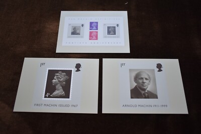 2007 PHQ Stamp Cards, Machin Definitives 40th Anniversary m/s, Set of 3 ...