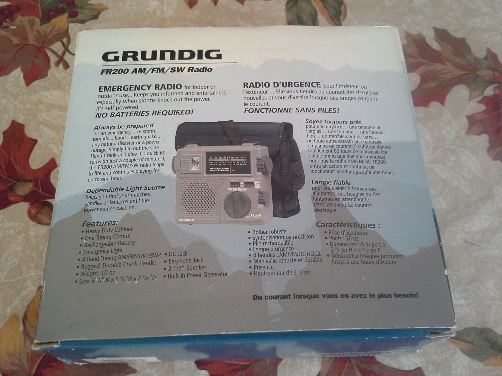 GRUNDIG FR200 AM/FM/SW Emergency Radio Flashlight Self Powered. NOS ...