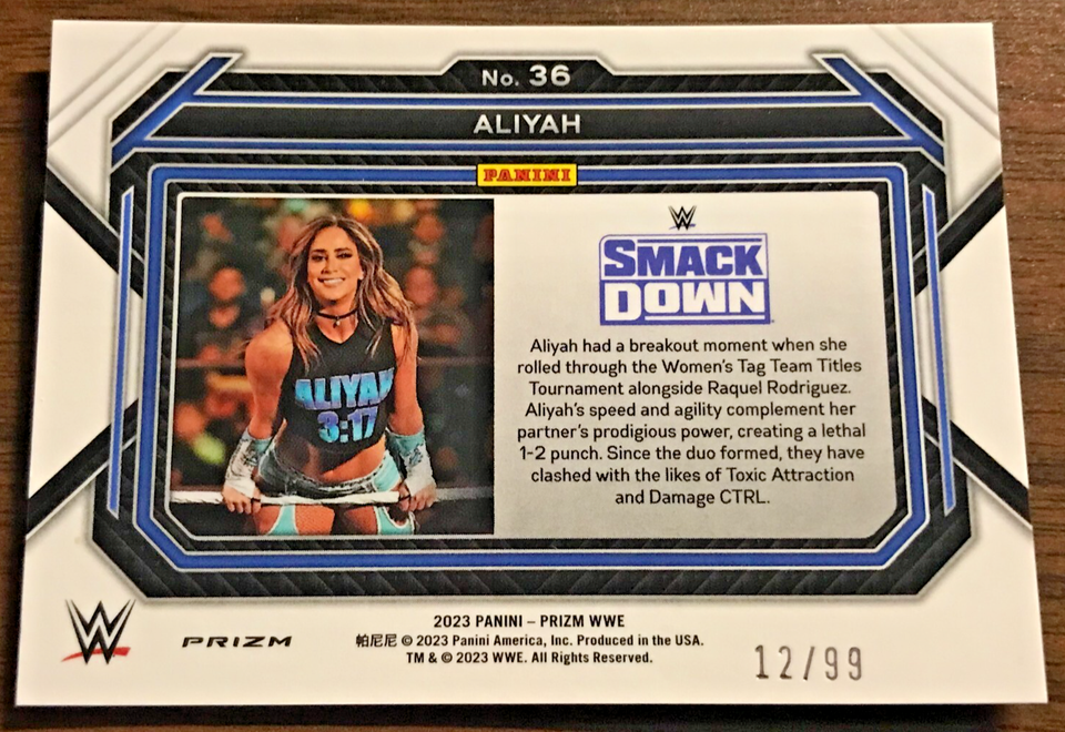 2023 Panini Prizm WWE Smackdown red disco prizm card of Aliyah (#36) #/99 | eBay