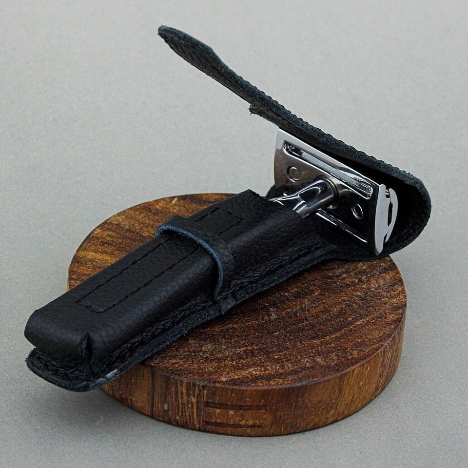 New Protective Travel Leather Case Cover Double Edge Safety Razor ...