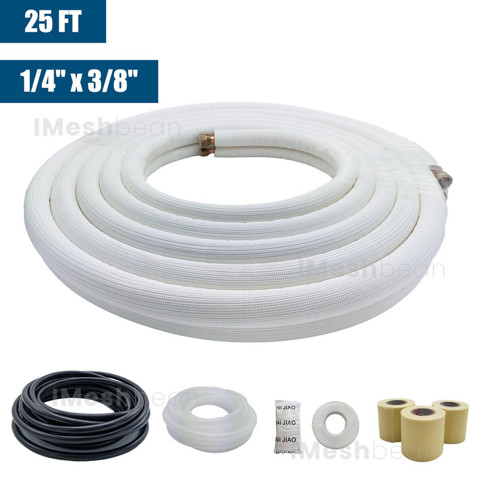 Ductless Mini Split Line Set 25ft/50ft Insulated AC Copper Line Kits w ...