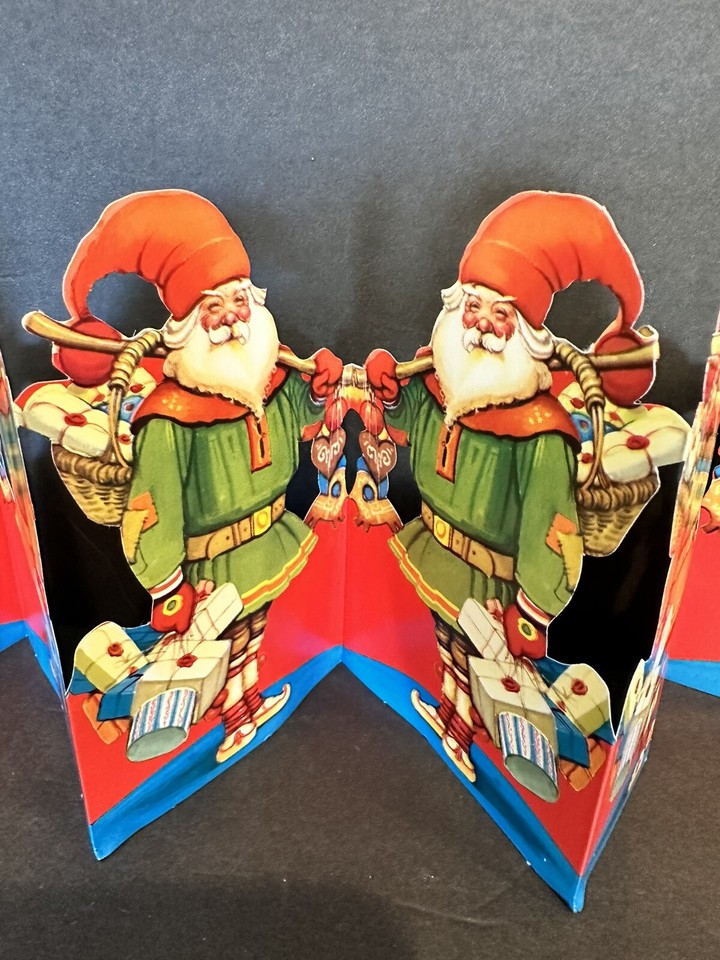 Die Cut Fold Out Garland Swedish Father Christmas Santa Tomte Elf Gifts ...