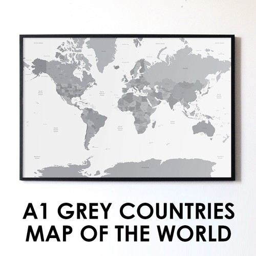 Map of the World A1 Travel Poster Wall Art Prints - Select Your Colour ...