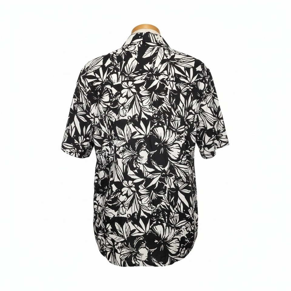 Quicksilver Short Sleeve Button Up Shirt Black Floral Men's Medium | eBay