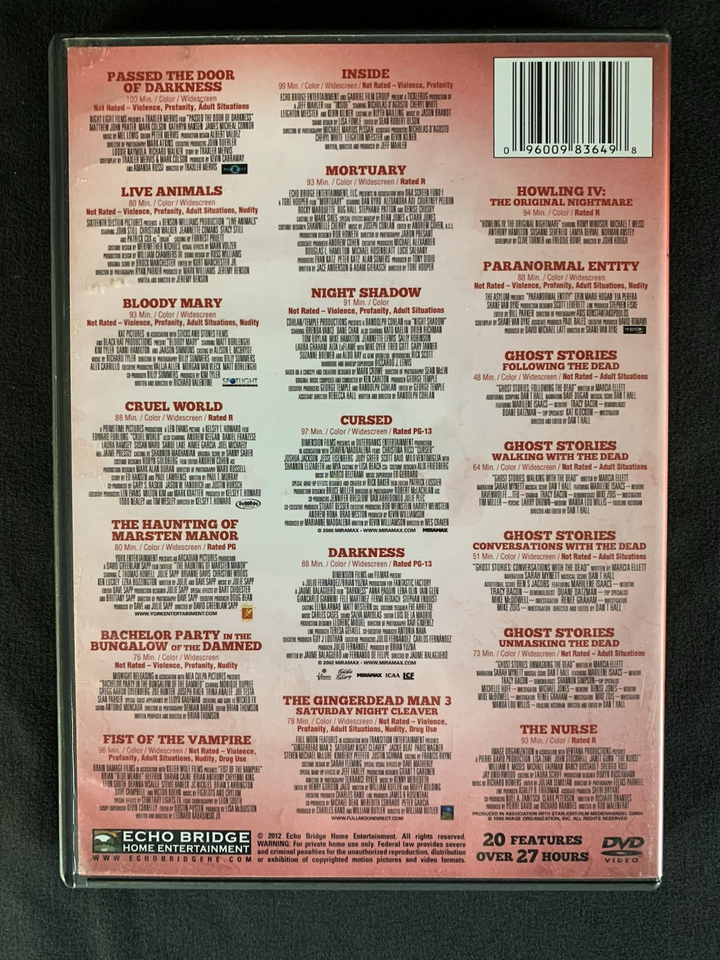 5 Horror DVD lot with 61 Horror Movies Combined. Horror, Slasher, Gore ...