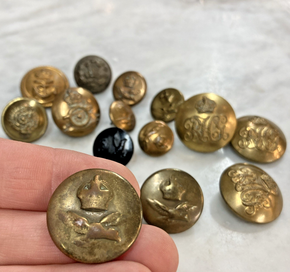 MILITARY BRASS BUTTONS UNIFORM ROYAL HORSE GUARDS AIRFORCE ARTILLERY ...