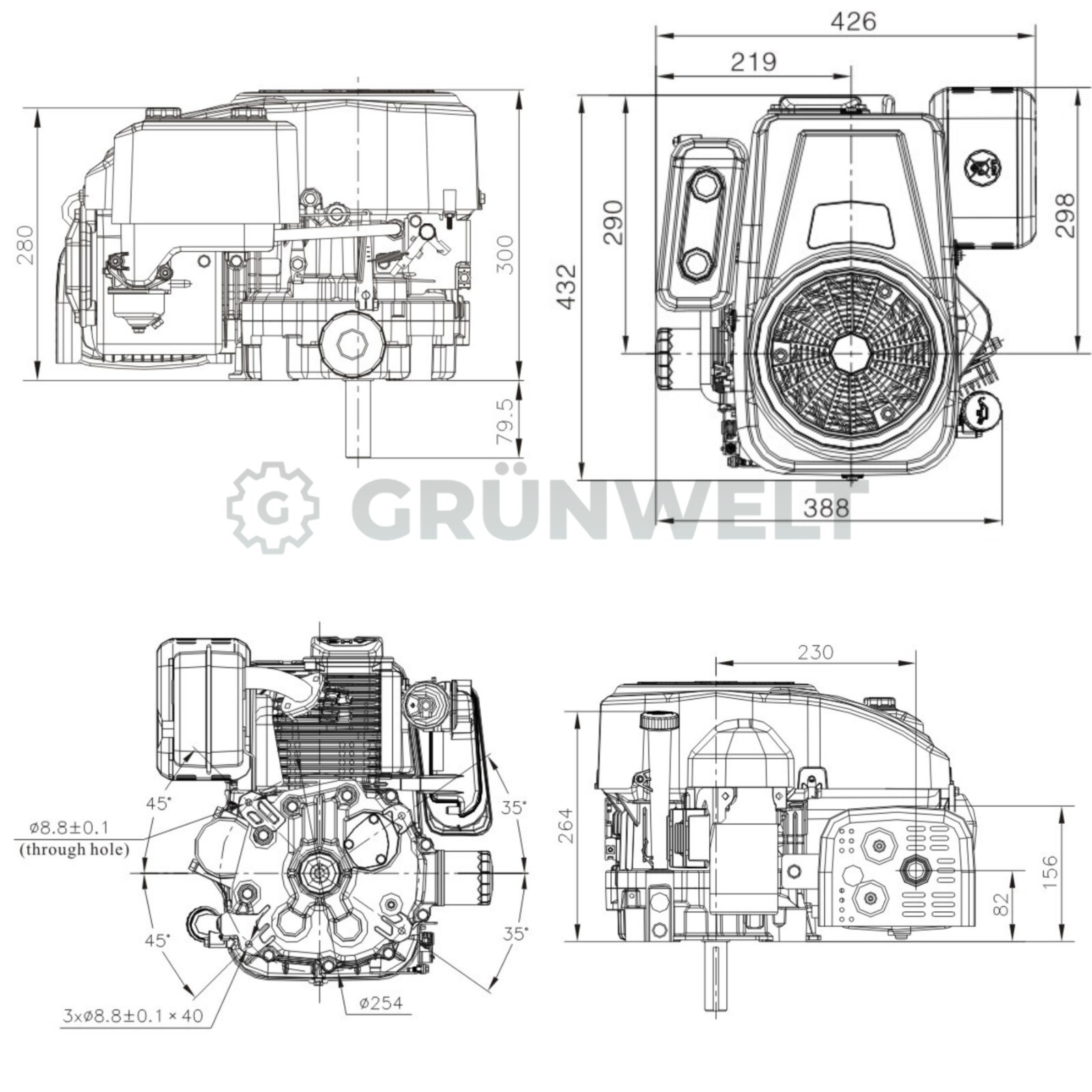 Loncin LC1P92F-1 13 PS 452 ccm Motor Benzinmotor 4-Takt Standmotor ...
