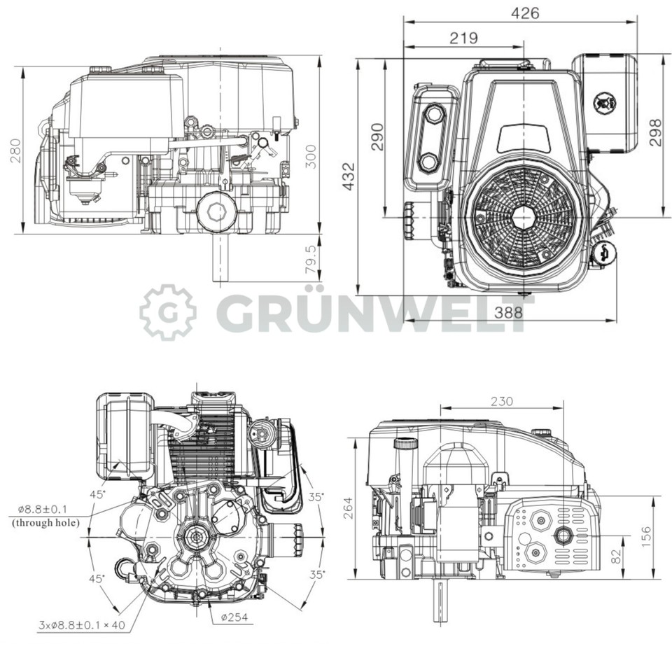 Loncin LC1P92F-1 13 PS 452 ccm Motor Benzinmotor 4-Takt Standmotor ...