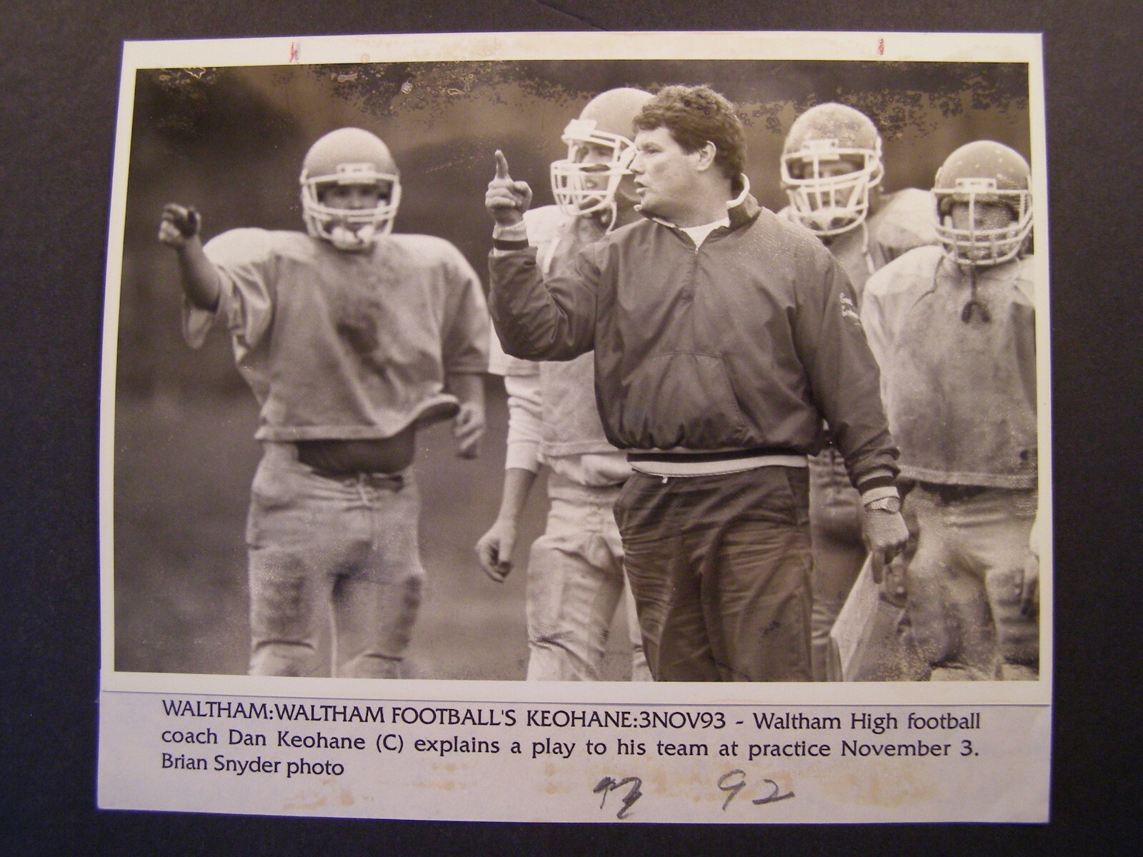 Glossy Press Photo 1993 Waltham High Football Coach Dan Keohane & Team ...