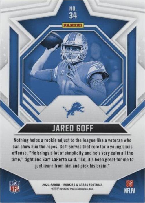2023 Panini Rookies & Stars Jared Goff #34 for sale | eBay