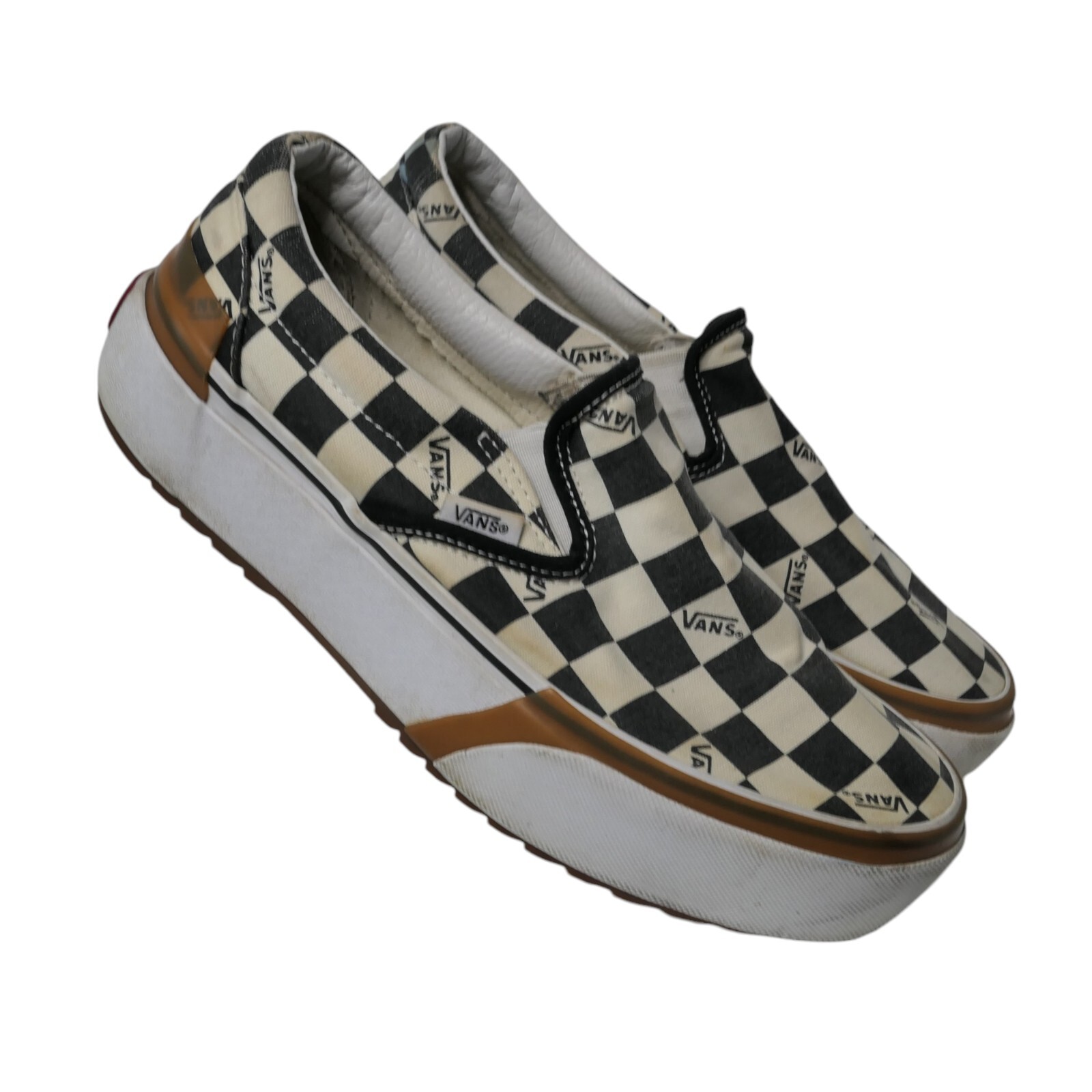 Vans ERA Stacked Platform Checkered Slip On Shoes M … - Gem
