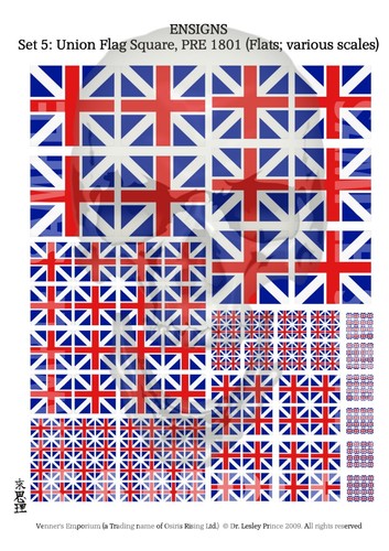 FLATS ENSIGNS SET 5 UNION FLAG SQUARE PRE 1801 (VARIOUS) - NAVAL | eBay