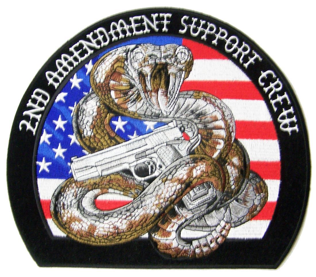 EMBROIDERED 2ND AMENDMENT RATTLESNAKE W PISTOL PATCH P9173 4 INCH ...