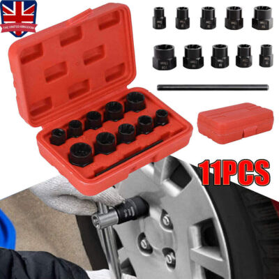 11Pcs Locking Wheel Nut Remover Set Stud Bolt Impact Twist Socket ...