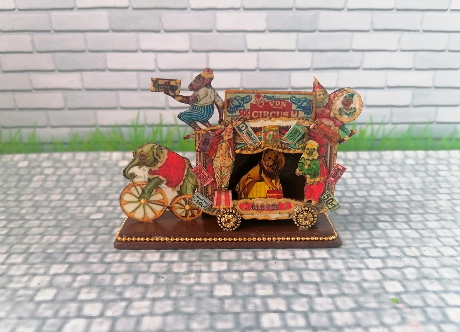 Puppet Doll Circus Wagon Cart Animals Dollhouse Miniature Scale 1:12 ...