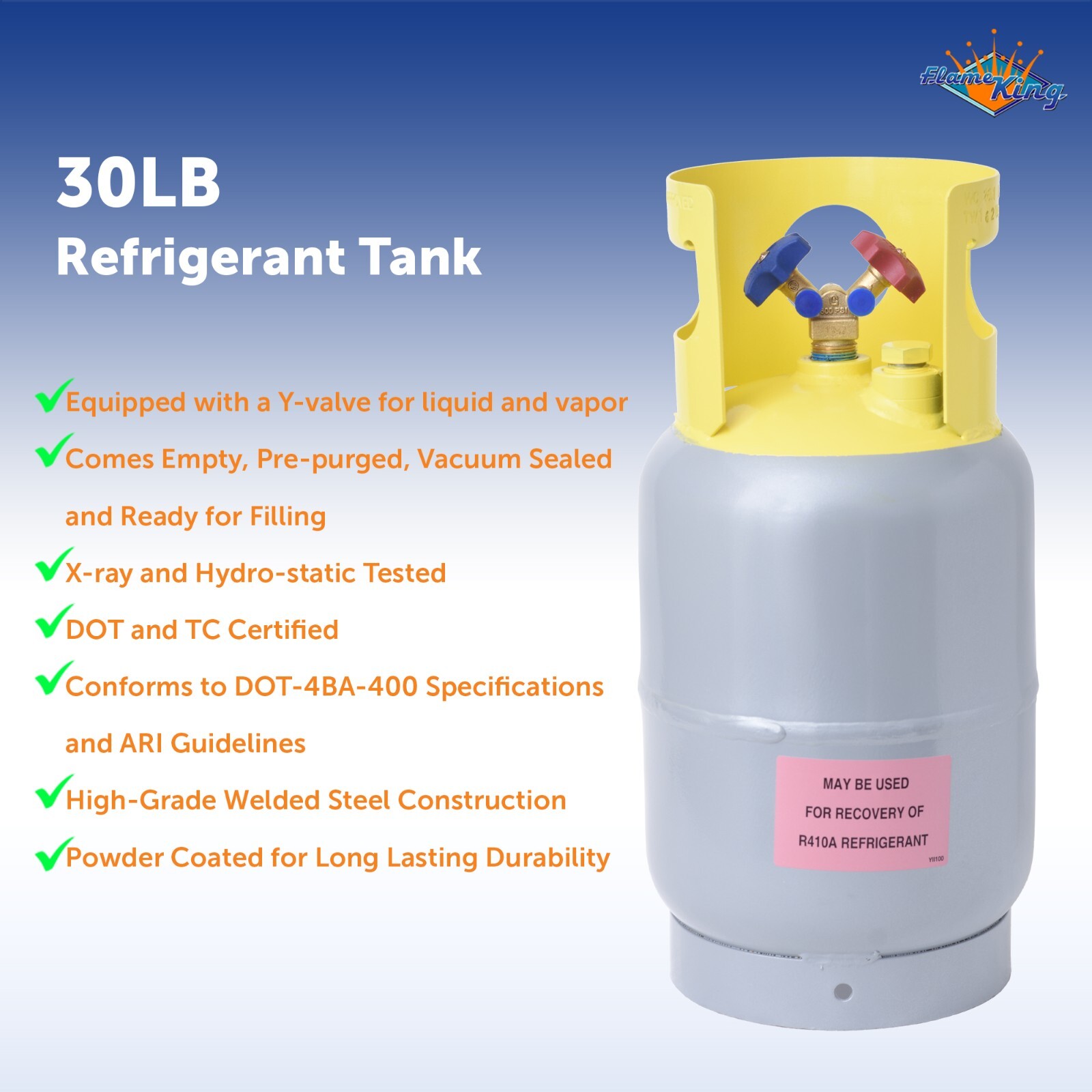 Refrigerant Recovery Reclaim Cylinder Tank - 30lb Pound 400 PSI NEW | eBay