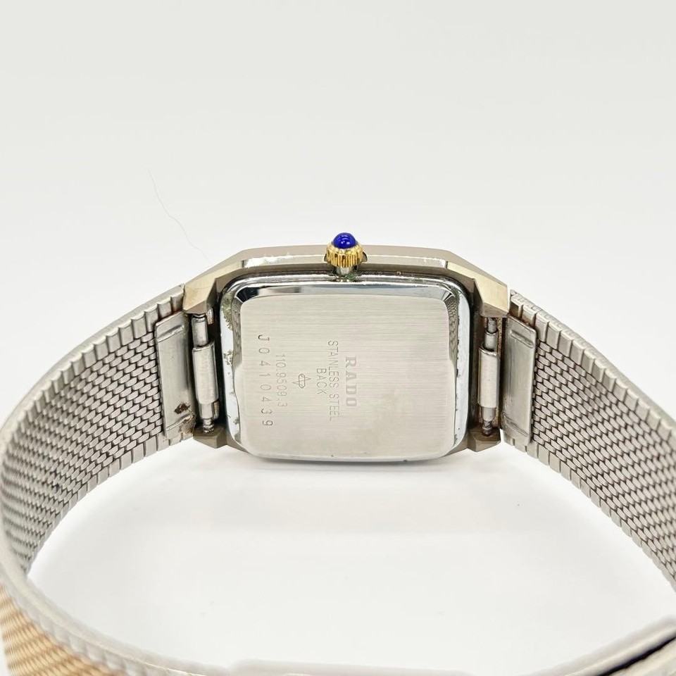 RADO Diastar Quartz 110.9509.3 Gold Dial Square Watch Swiss Made Used ...