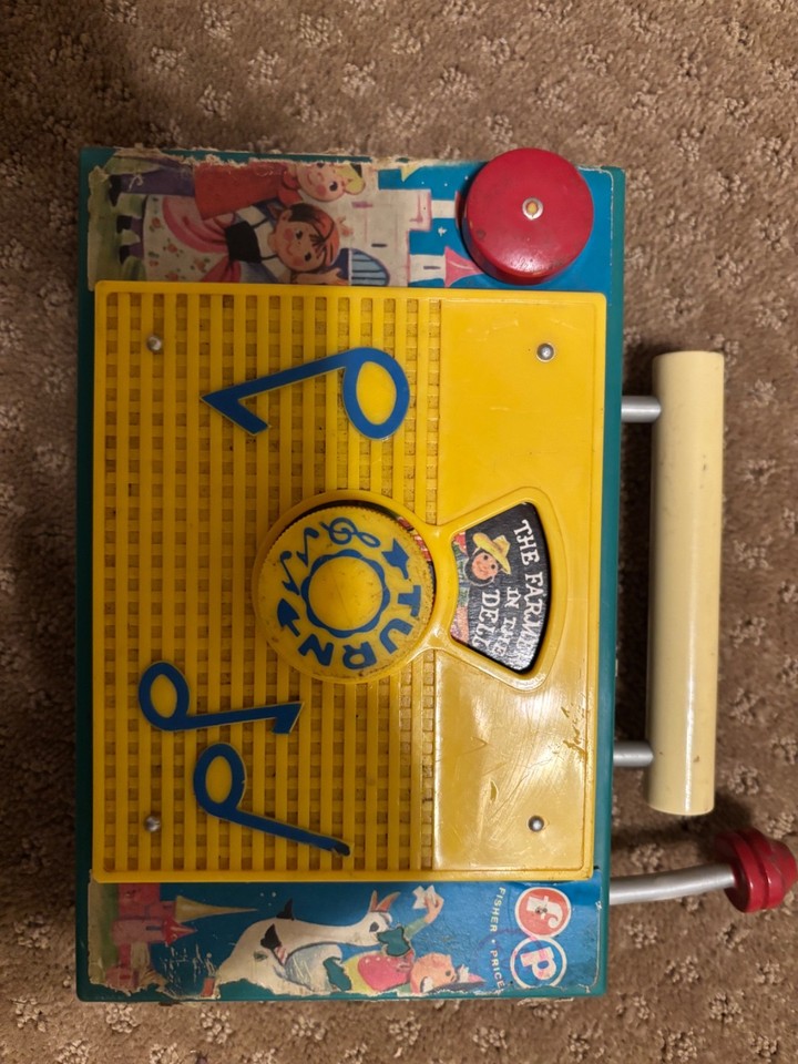 Vintage. 1963 Fisher Price Farmer In The Dell Music Box Radio and 80s ...