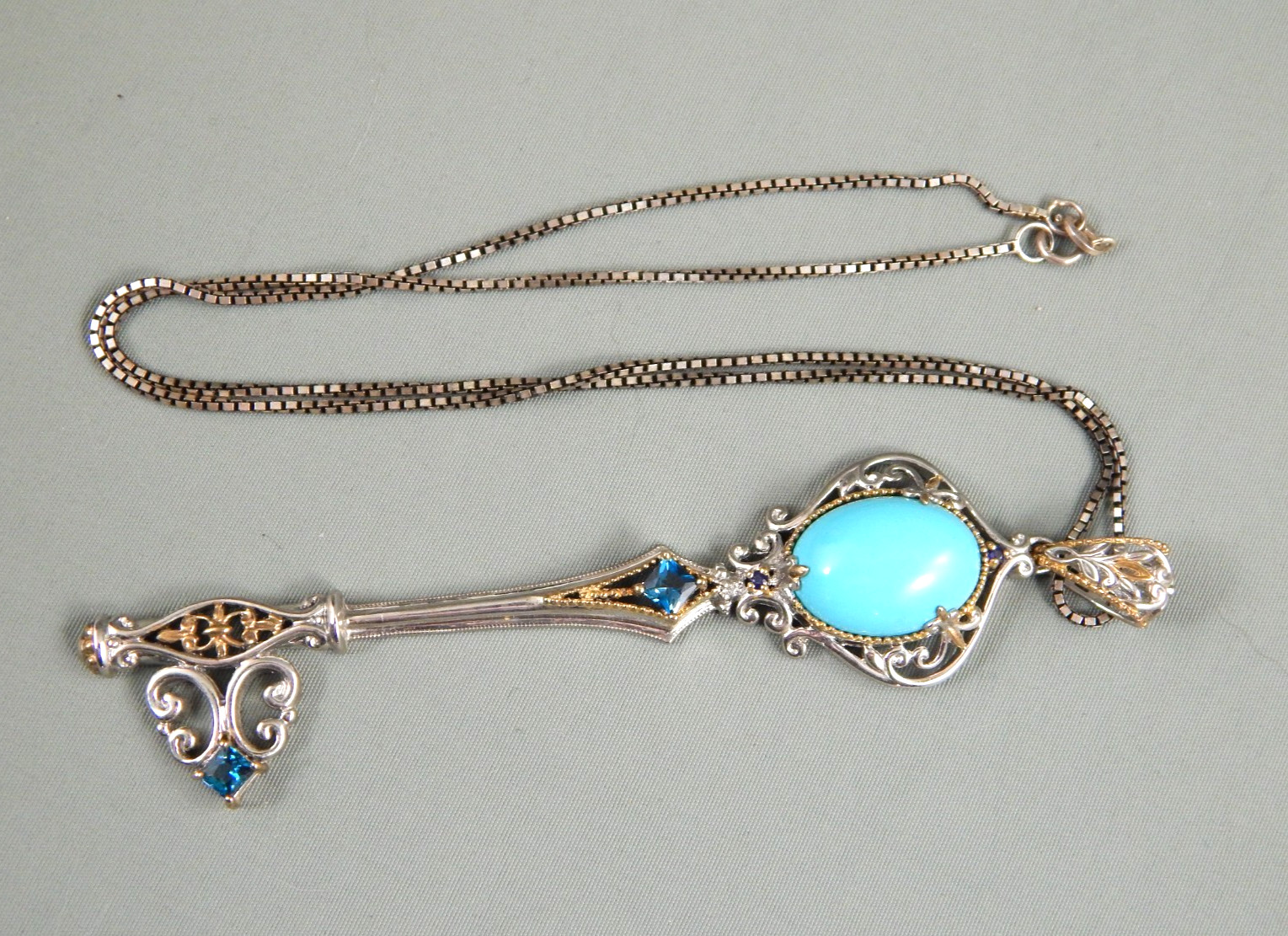 Estate Michael Valitutti NH Sterling Turquoise Skelet… - Gem