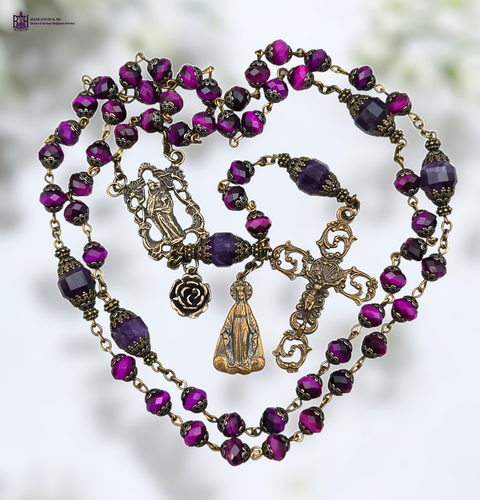 Miraculous & Mother Mary Heirloom Rosary | Heritage Bronze| Magenta ...