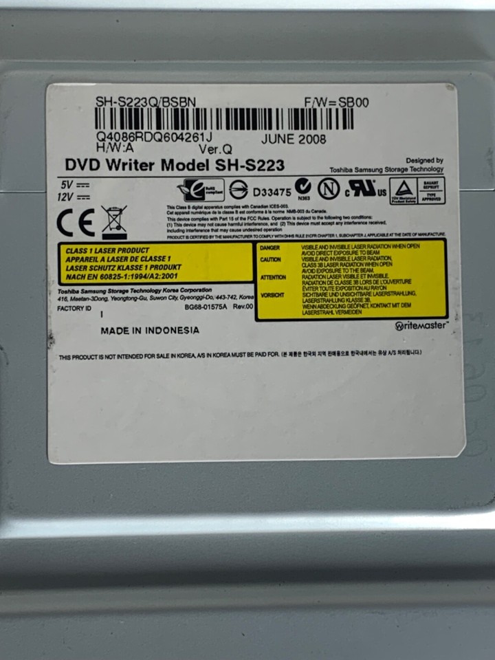 Toshiba Samsung Super Writemaster DVD Writer Model SH-S223 SpeedPlus | eBay