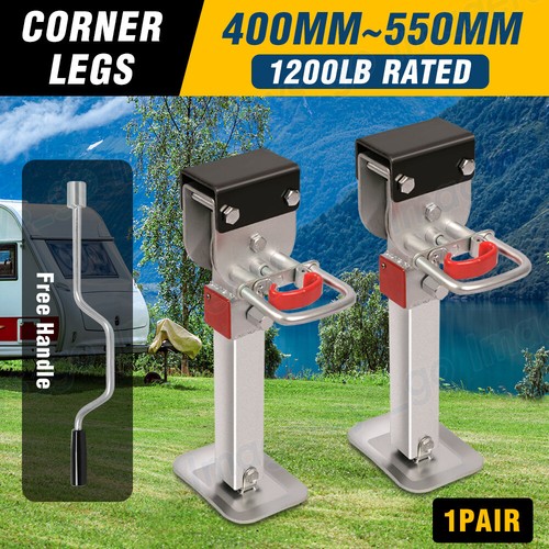 2X 400mm-550mm Drop Down Corner Steadies Stabilizer Legs Caravan Camper ...