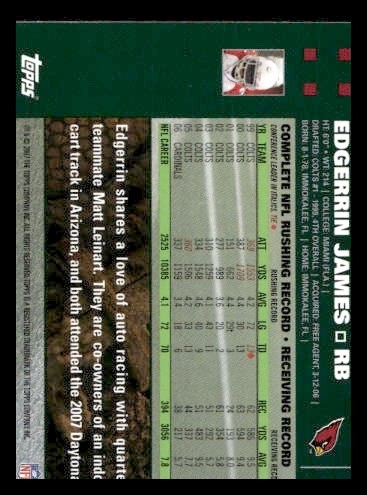 2007 Topps #49 Edgerrin James Arizona Cardinals | eBay