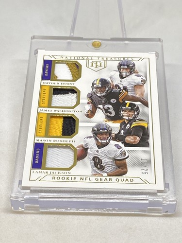2018 National Treasures RC NFL GOLD Quad LAMAR Jackson Rookie Haden ...