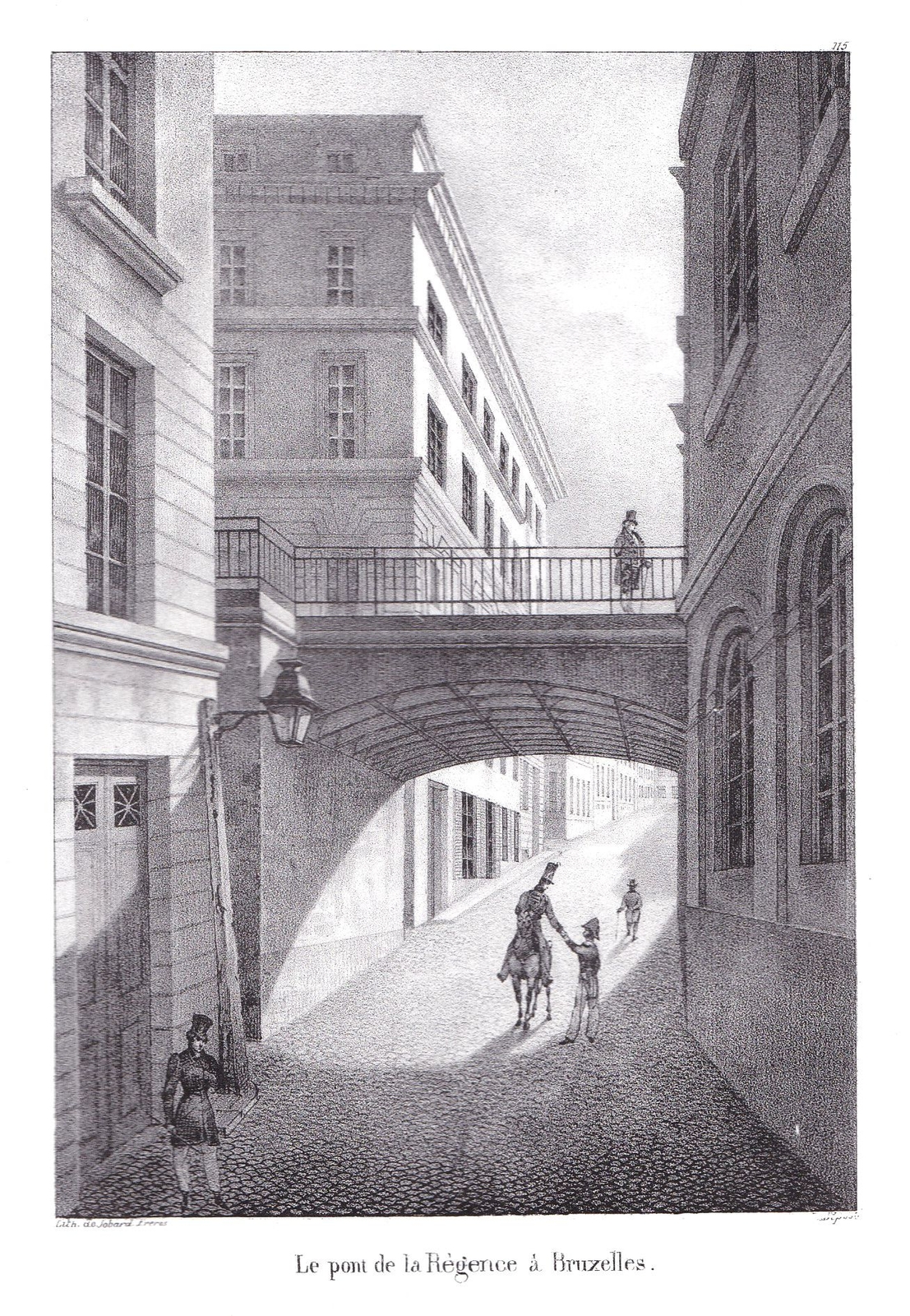 1825 Bruxelles Brussels Bridge Pont Lithography Cloet Belgique Belgium ...