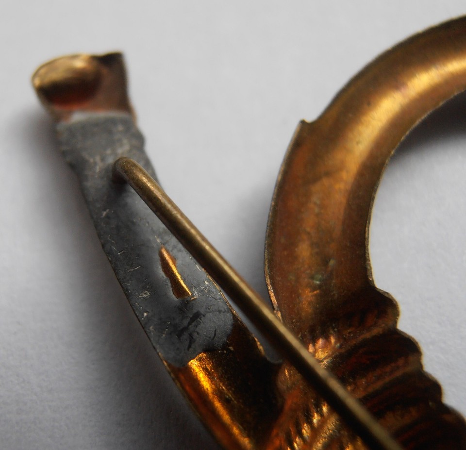 1870’s US Army stamped brass Infantry horn insignia with attaching ...