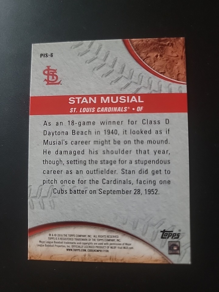 2016 TOPPS Baseball Card Pressed Into Service #PIS-6 Stan Musial ...