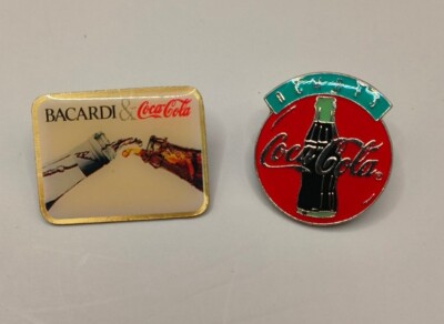 Vintage Coca Cola advertising Enamel pin Badges - x2 - Bacardi & Coca ...