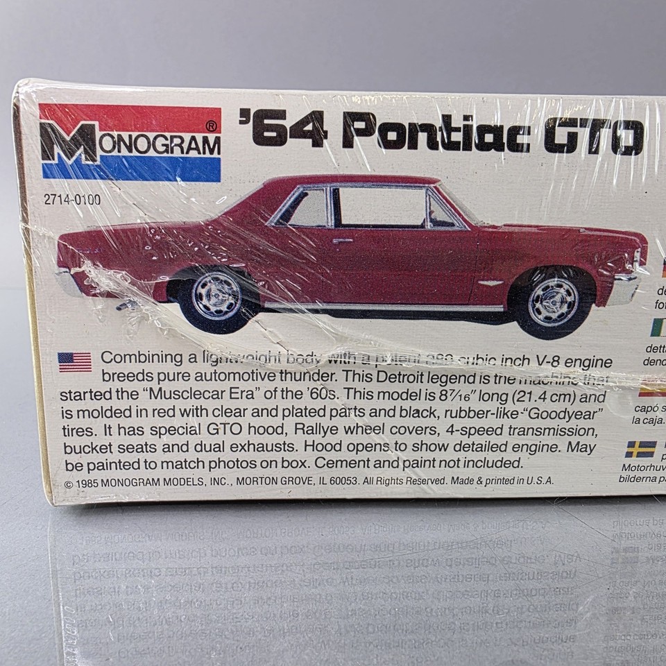 Monogram '64 Pontiac GTO 1:24 Model Kit 2714 Muscle Car Vintage 1985 ...
