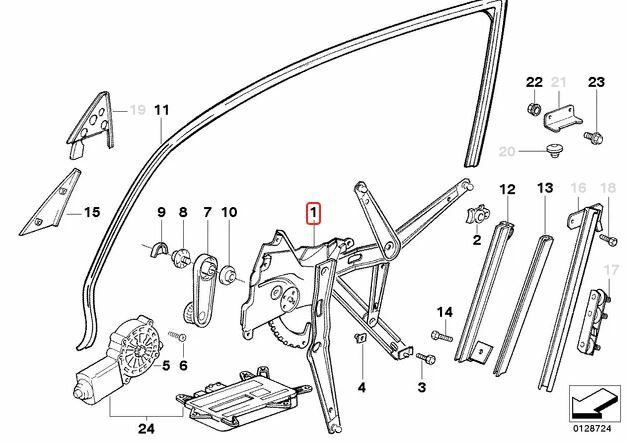 Genuine BMW Manual Window Regulator Mechanism Front Door Right | eBay