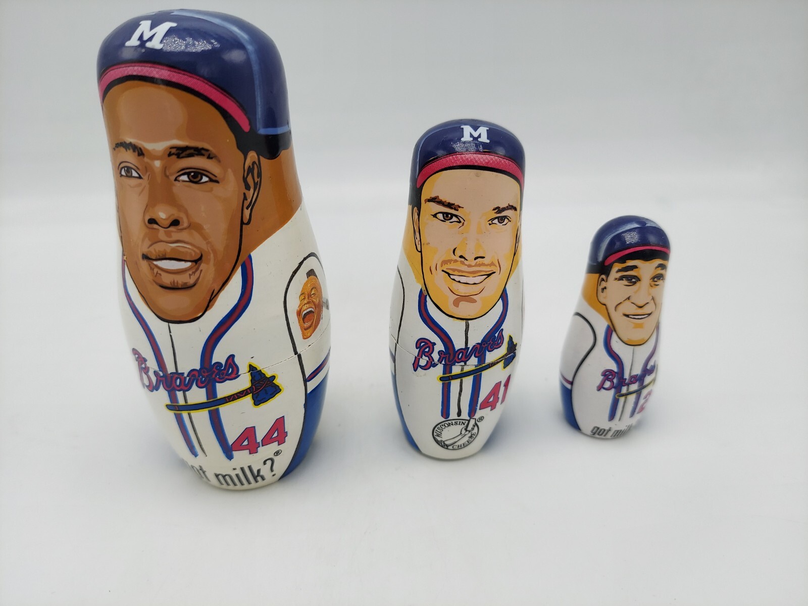 MLB Wooden Nesting Dolls Milwaukee Braves Hank Aaron Eddie Matthews ...