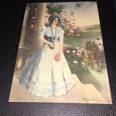 VICTORIAN F.R. HARPER 1880’s GIRL IN NICE BLUE DRESS AND BONNET CARD ...