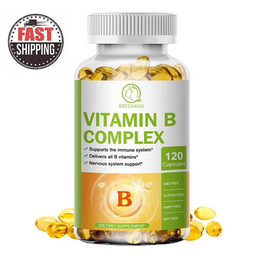 Vitamin B Complex 120 Capsules B1,B2,B3,B5,B6,B7,B9,B12, Immune Support ...