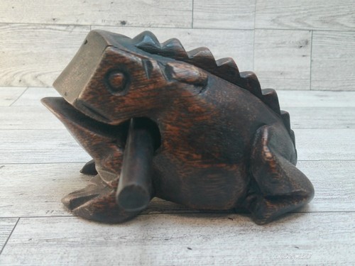 Frog Guiro Percussion Wooden Instrument Musical Rasp Wood Carved Hand ...