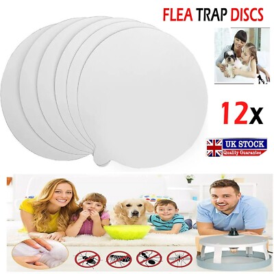 12X FLEA TRAP DISCS STICKY REPLACEMENT PADS FOR HOME PEST INSECT ...