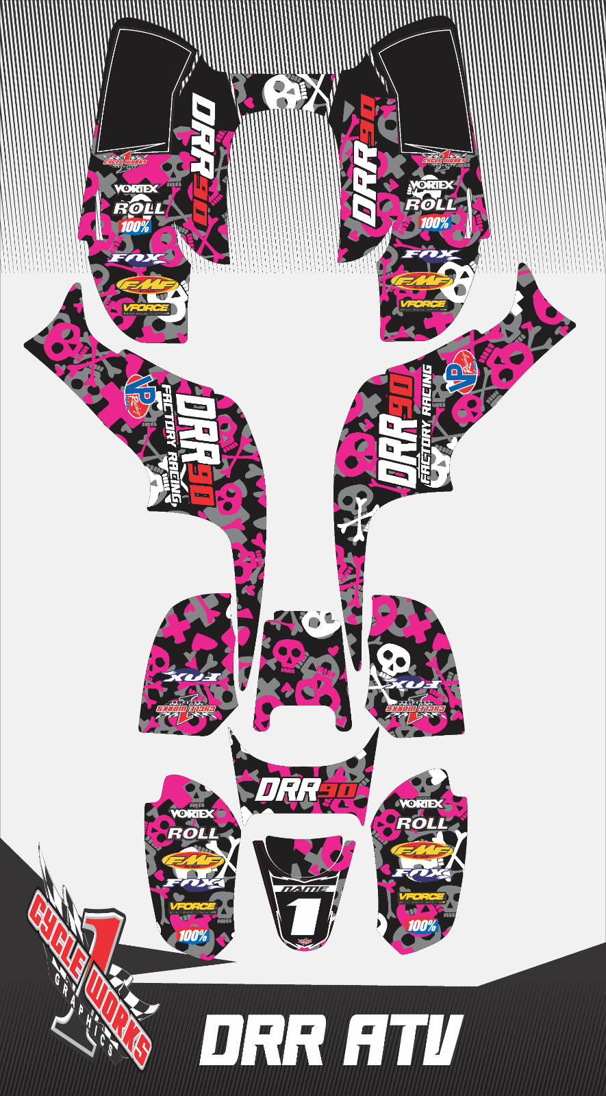 DRR DRX 50 70 90 05-12 ATV SEMI CUSTOM GRAPHICS KIT SKULLY | eBay