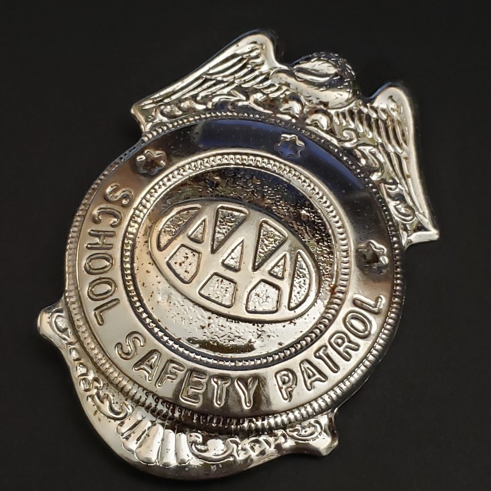 Vintage AAA School Safety Patrol Badge Metal Silver Tone | eBay