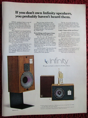 1978 INFINITY Quantum Jr & Qe Home Stereo Speakers Print Ad - TRUMPET ...