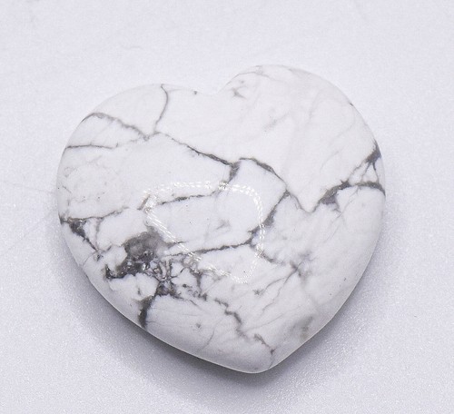 29mm White Howlite Howelite Heart Polished Natural Crystal Mineral ...
