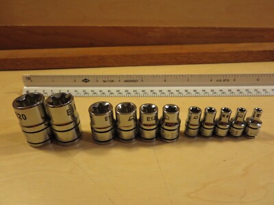 MATCO ADV 1/4",3/8", 1/2" DR 11-Pc. Inverted Torx SOCKET SET E4 thru ...